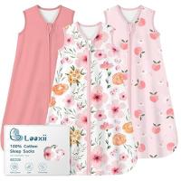 China 3-Pack Baby Sleep Sacks 100% Cotton Wearable Blankets for Infants 0.5 TOG Lightweight for sale