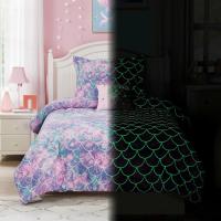 China Mermaid Glow-in-the-Dark Twin Comforter Set 3-Piece 76x90 Inch with Sham and Decorative Pillow for sale