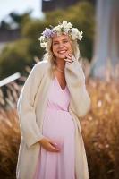China 3-in-1 Maternity Dress for Labor Delivery & Nursing - Light Pink 95% Polyester 5% Spandex Sizes 32.7-46.6 Inch Bust for sale