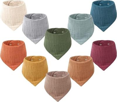 China 10-Pack Muslin Bandana Baby Bibs 16.14×11.42 Inch 100% Cotton for Teething & Drooling for sale
