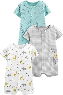 China 3-Piece Cotton Baby Romper Set - 100% Cotton, 7 Sizes (XS to 3XL), Snap-Up Closure for Easy Diaper Changes for sale