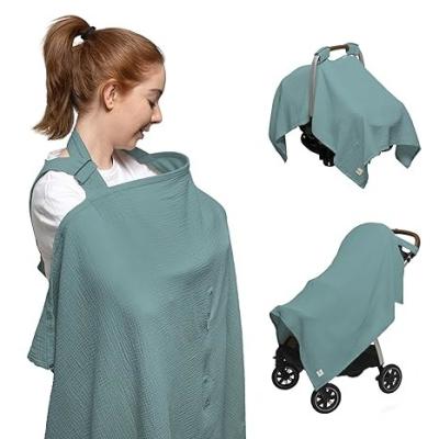China 5-in-1 Muslin Nursing Cover 37x47 Inches - Breastfeeding & Car Seat Canopy in 100% Cotton for sale