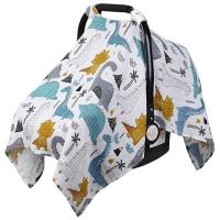 China Muslin Cotton Infant Car Seat Canopy 47.2x35.4 Inch with Dinosaur Print - Breathable Baby Carrier Cover for sale