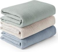 China 3 Pack Muslin Swaddle Blankets 47x47 Inches 100% Cotton for Newborn Boys and Girls - Unisex Receiving Blanket Set for sale