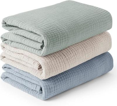 China 3 Pack Muslin Swaddle Blankets 47x47 Inches 100% Cotton for Newborn Boys and Girls - Unisex Receiving Blanket Set for sale