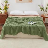 China 6-Layer Cotton Muslin Blanket 150×200 cm - Olive Green Bohemian Style Breathable Bed & Sofa Throw for sale