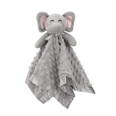 China Soft Elephant Security Blanket 16x16 Inch with Minky Fabric - Machine Washable Unisex Baby Lovey for sale