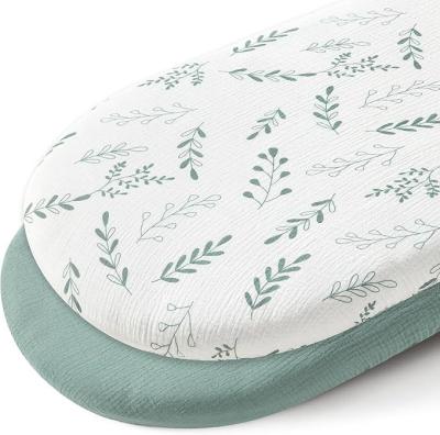 China 100% Cotton 32x16 Inch Bassinet Fitted Sheet 2-Pack with 360° Elastic Band for Universal Mattress Fit for sale