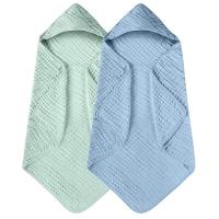 China 32x32 Inch 2-Pack Muslin Hooded Baby Towels - 100% Cotton Soft Absorbent Newborn Bath Set for sale