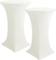 China Spandex Cocktail Table Covers 2-Pack for 30-32 Inch Round Tables, 42x30 Inch Ivory Stretch Fabric with Elastic Foot Pockets for sale