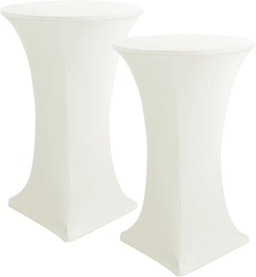 China Spandex Cocktail Table Covers 2-Pack for 30-32 Inch Round Tables, 42x30 Inch Ivory Stretch Fabric with Elastic Foot Pockets for sale