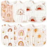 China 6-Piece Adjustable Muslin Snap Bib Set - 10.2×7.6 Inch 100% Cotton with 6-Layer Absorbent Design for sale