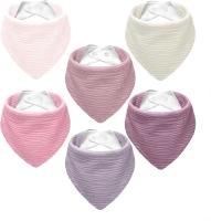 China Soft Triangular Muslin Cotton Bibs 6-Pack with 13-15.5 Inch Adjustable Fit for Babies 0-36 Months for sale