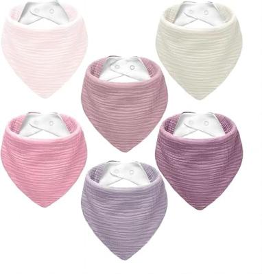 China Soft Triangular Muslin Cotton Bibs 6-Pack with 13-15.5 Inch Adjustable Fit for Babies 0-36 Months for sale