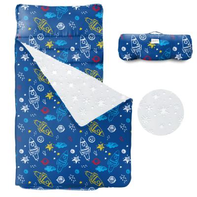 China Roll-Up Nap Mat for Preschool Kids 23x52 Inch with Removable Pillow - All-Season Machine Washable Sleeping Bag for sale
