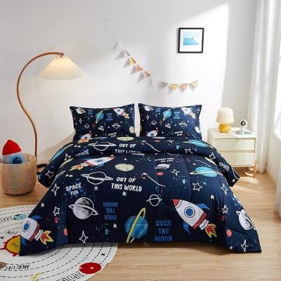 China 5-Piece Twin Size Space Rocket Bedding Set with 66x90 Comforter and 100% Polyester Microfiber for sale