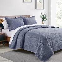 China 3 Piece King Size Bedspread Set 106x96 Inch - Soft Microfiber Summer Quilt with Ultrasonic Coin Pattern for sale