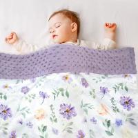 China Double Layer Infant Weighted Blanket 30x40 Inch Purple Floral Print - Soft Minky Polyester Baby Sleeping Blanket for sale