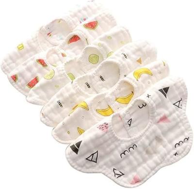 China 6-Piece Muslin Baby Bibs Set - 10.2×10.6 Inch Size, 8-Layer Absorbent Design for 0-24 Months for sale