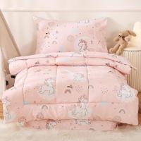 China Pink Unicorn Toddler Microfiber Bedding Set - 4 Piece Comforter & Sheets 57x42 with 200 GSM Filling for sale