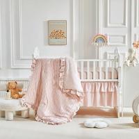 China Pink Microfiber Crib Bedding Set - 3 Piece Shabby Chic Collection with 34x43 Inch Comforter for sale