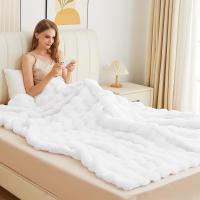 China 50x60 Inch Ultra-Soft Faux Fur Throw Blanket in White and Pink Colors - Machine Washable Home Decor for sale