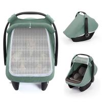 China Roman Green Muslin Cotton Baby Car Seat Cover with Extra Large Mesh Window - 0.24kg Weight, 3-Mode Design for sale