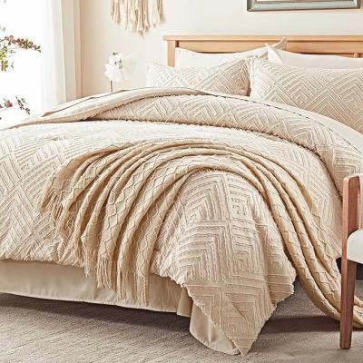 China 7-Piece Beige Tufted Comforter Set Queen Size with 16