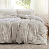 China Striped Boho Duvet Cover Set 3-Piece with Tufted Embroidery - 100% Polyester All-Season Bedding in 6 Colors for sale
