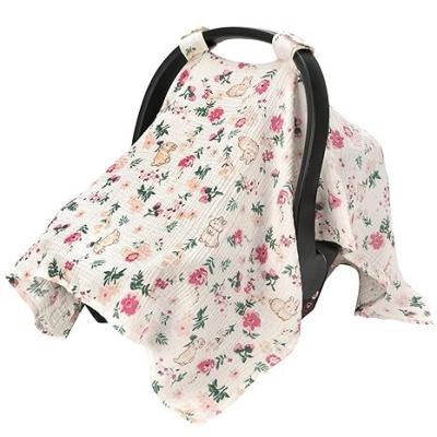 China 100% Muslin Cotton Baby Car Seat Cover 22.5x32 Inches Universal Fit with Adjustable Straps for sale