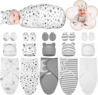 China 5-Pack Cotton Preemie Swaddle Set with Hat & Mittens 24x18.5 inches for 3-7 lb Newborns for sale