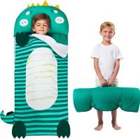 China Kids Dinosaur Toddler Nap Mat 70x30.5x2 Inches with Removable Pillow - Portable Slumber Bag for Daycare Preschool Travel for sale