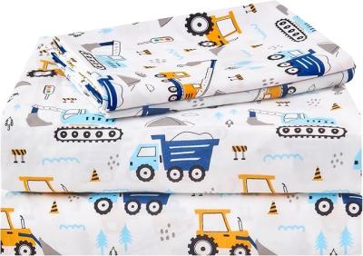 China Boys Sheet Set with White Car Pattern,Breathable Silky Soft Microfiber Kids Sheet Set for sale