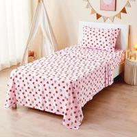 China Pink Strawberry Printed Kids Sheet Set Twin Full Microfiber Breathable Silky Soft for sale