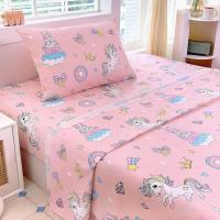 China Kids Pink Unicorn Microfiber Sheet Set Deep Pocket 16 Inch Wrinkle Free Breathable for sale