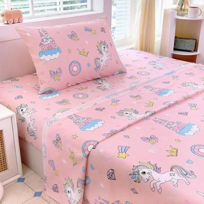 China Kids Pink Unicorn Microfiber Sheet Set Deep Pocket 16 Inch Wrinkle Free Breathable for sale