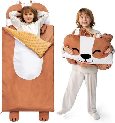 China Brown Dog Toddler Nap Mat with Pillow Blanket 60x27 Inch for Kids Ages 3 Plus for sale