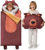 China Brown Bear Toddler Nap Mat with Pillow Blanket 60x27 Inch for Kids Ages 3 Plus for sale