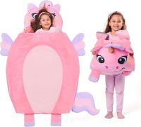 China Pink Unicorn Toddler Nap Mat 60x39 Inch with Pillow Blanket for Kids Ages 3+ for sale
