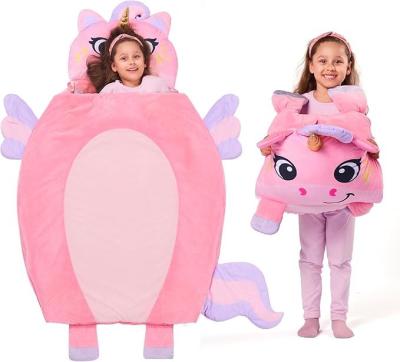 China Pink Unicorn Toddler Nap Mat 60x39 Inch with Pillow Blanket for Kids Ages 3+ for sale