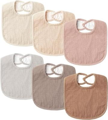 China 6-Pack Muslin Baby Bibs Unisex Cotton Drool Bibs for Drooling Teething 0-36 Months for sale