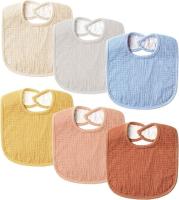 China 6-Pack Muslin Baby Bibs 100% Cotton with Plush Dots for Teething Drooling 0-36 Months for sale