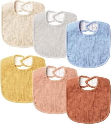 China 6-Pack Muslin Baby Bibs 100% Cotton with Plush Dots for Teething Drooling 0-36 Months for sale
