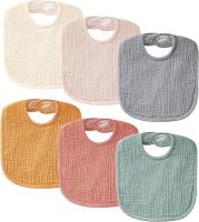 China 6-Pack Muslin Baby Bibs 100% Cotton with Soft Plush Dots Unisex for Boys Girls 0-36 Months for sale