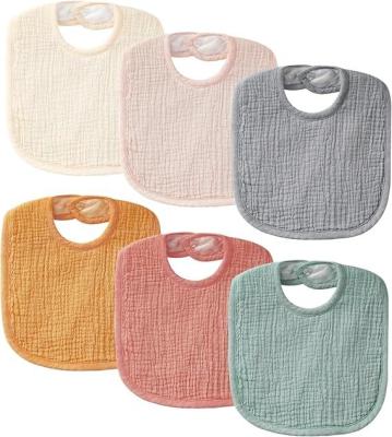 China 6-Pack Muslin Baby Bibs 100% Cotton with Soft Plush Dots Unisex for Boys Girls 0-36 Months for sale