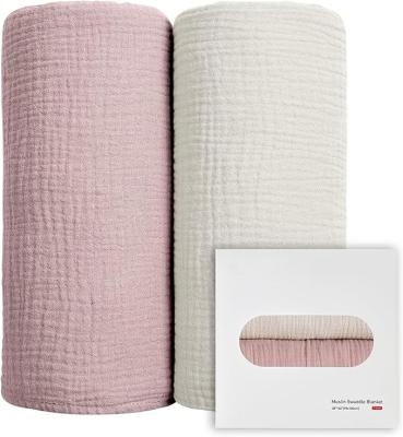 China Organic Cotton Muslin Swaddle Blankets 2-Pack 40x38 Inches for Girls for sale