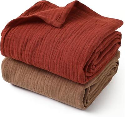 China 2 Pack Neutral Baby Receiving Blankets 40x38 Inches Soft Breathable Muslin Swaddle 100% Cotton for sale