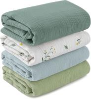 China 4-Pack Muslin Swaddle Blankets 100% Cotton 40x38 Inches Soft Breathable Newborn Receiving Blanket for sale