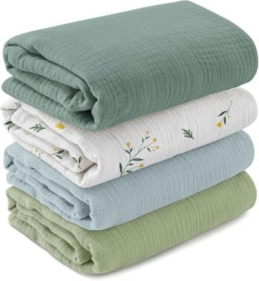 China 4-Pack Muslin Swaddle Blankets 100% Cotton 40x38 Inches Soft Breathable Newborn Receiving Blanket for sale