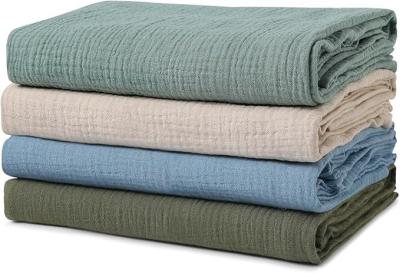 China 4-Pack 100% Cotton Muslin Baby Swaddle Blankets 40x38 Inches Unisex Newborn Receiving Blankets for sale